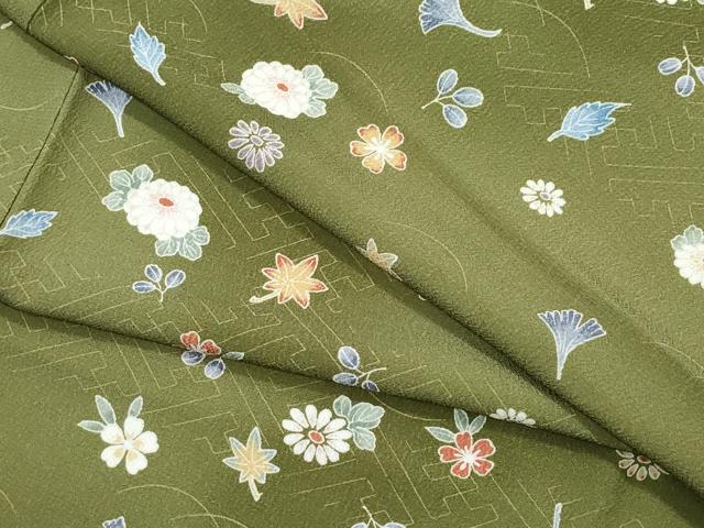 平和屋着物●上質な小紋　草花文　正絹　逸品　CAAY2964vf