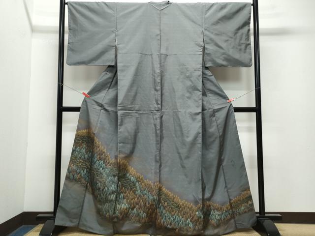 平和屋着物●訪問着　本場染大島紬　作家物　草木文　金彩　正絹　逸品　CAAY2986vf