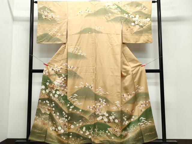 平和屋着物●訪問着　駒刺繍　地紙花車文　金銀彩　ますいわ屋扱い　正絹　逸品　CAAY2987vf