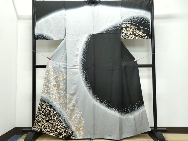 平和屋着物●訪問着　駒刺繍　萩　暈し染め　金彩　正絹　逸品　CAAY3047vf