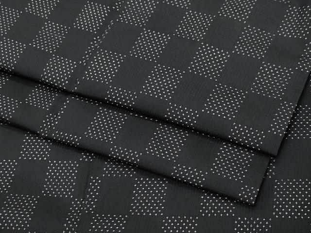 平和屋着物●本場大島紬　7マルキ　市松文様　正絹　逸品　CAAY3056vf