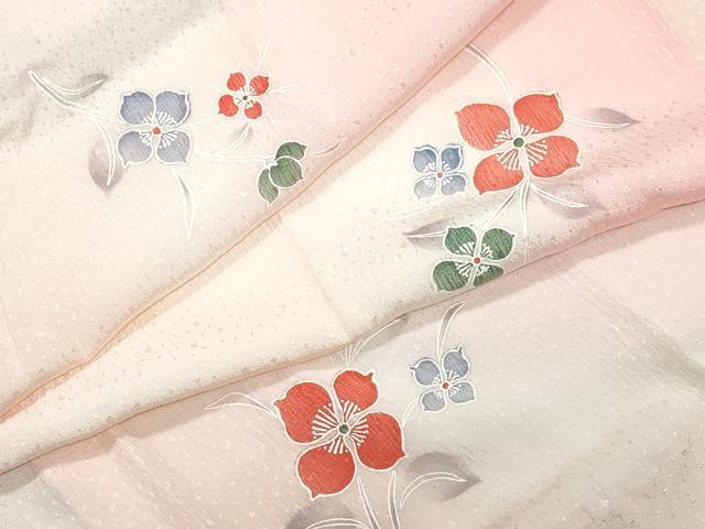 平和屋着物●長襦袢　無双仕立て　草花文　正絹　逸品　CAAY3060vf