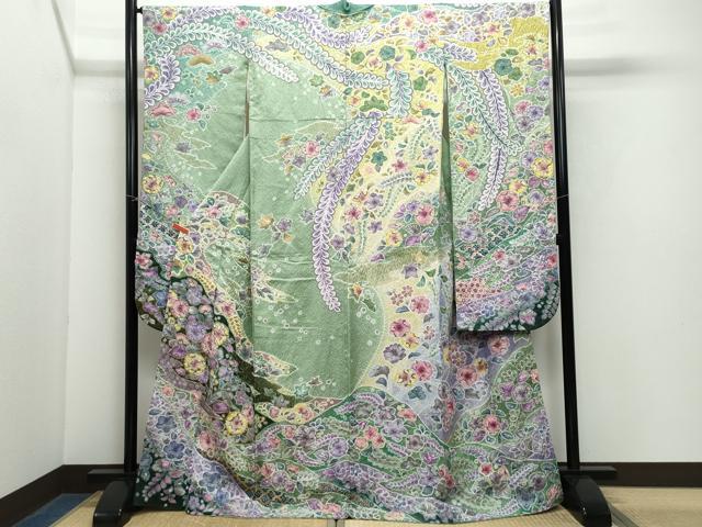 平和屋着物●豪華振袖　辻が花　銀通し地　正絹　逸品　CAAY3068vf