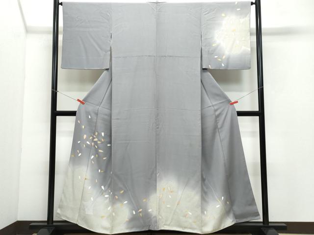 平和屋着物●訪問着　駒刺繍　舞花弁　暈し染め　金彩　正絹　逸品　CAAY3072vf