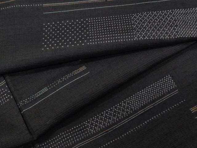 平和屋着物●上質な紬　横段文　正絹　逸品　CAAY3077vf