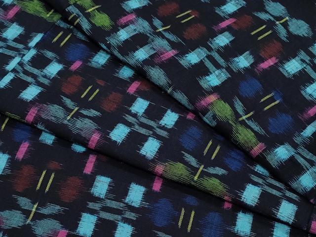 平和屋着物●久留米絣　単衣　草花文　綿　逸品　CAAY3085vf