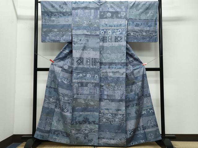 平和屋着物●小千谷紬　百柄　正絹　逸品　CAAY3087vf