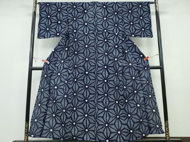 平和屋着物∴夏物　浴衣　有松鳴海絞り　麻の葉文様　綿　逸品　CAAY4407ng