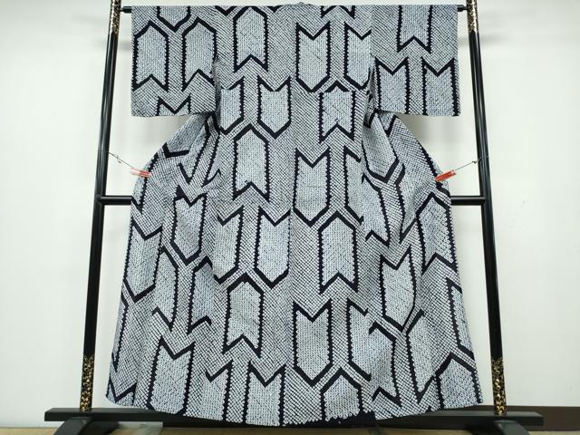 平和屋着物∴夏物　浴衣　有松鳴海絞り　矢絣文様　綿　逸品　CAAY4408ng