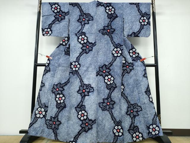 平和屋着物∴夏物　浴衣　有松鳴海絞り　枝花文　綿　逸品　CAAY4415ng