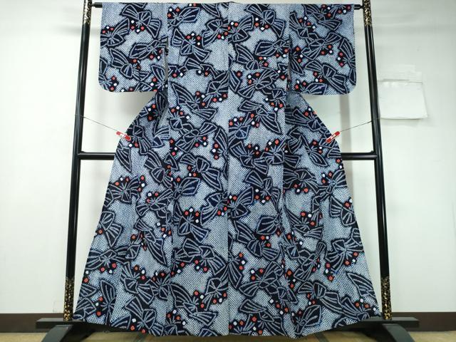 平和屋着物∴夏物　浴衣　有松鳴海絞り　舞蝶文　綿　逸品　CAAY4433ng