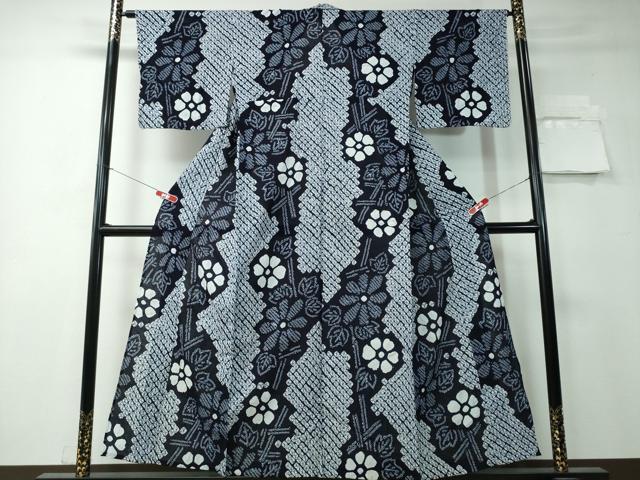 平和屋着物∴夏物　浴衣　有松鳴海絞り　枝花文　綿　逸品　CAAY4440ng