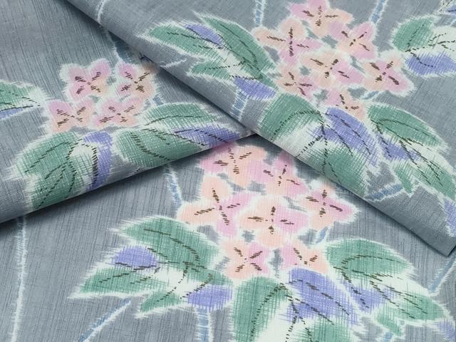 平和屋着物＊夏物　小紋　紗　草花文　洗える着物　未使用　CAAY4450ng