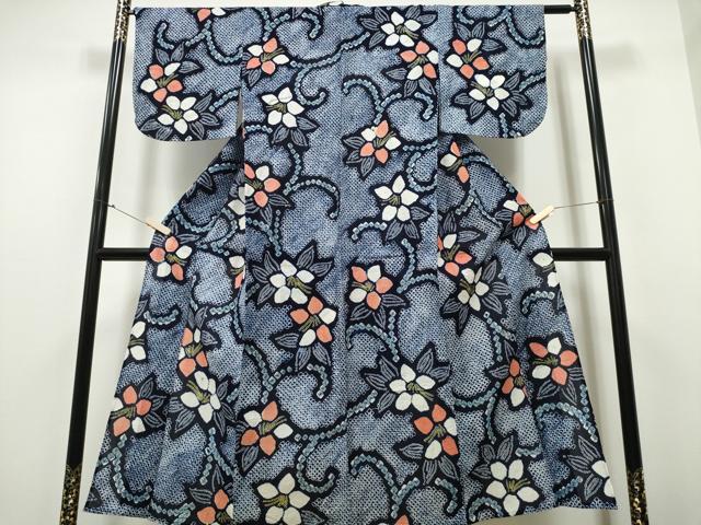 平和屋着物∴夏物　浴衣　有松鳴海絞り　花唐草文　綿　逸品　CAAY4471ng