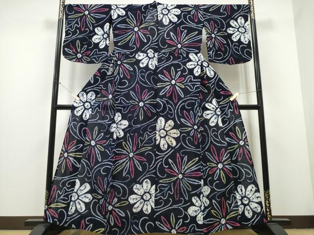 平和屋着物∴夏物　浴衣　有松鳴海絞り　舞菊文　綿　逸品　CAAY4477ng