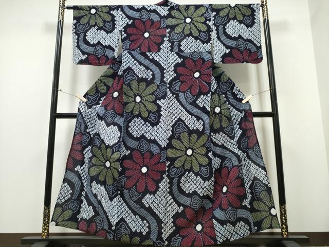 平和屋着物∴夏物　浴衣　有松鳴海絞り　流水舞菊文　綿　逸品　CAAY4490ng