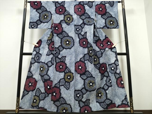 平和屋着物∴夏物　浴衣　有松鳴海絞り　朝顔　綿　逸品　CAAY4491ng