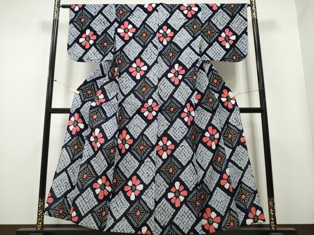 平和屋着物∴夏物　浴衣　有松鳴海絞り　花菱文　綿　逸品　CAAY4504ng