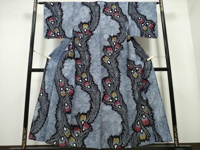 平和屋着物∴夏物　浴衣　有松鳴海絞り　孔雀羽文　綿　逸品　未使用　CAAY4510ng