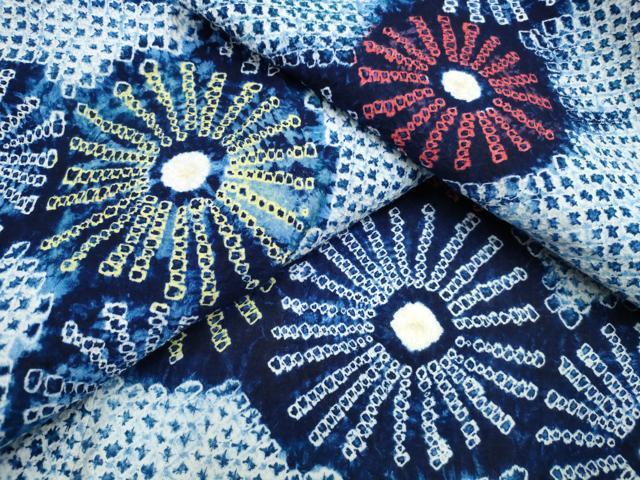 平和屋着物∴夏物　浴衣　有松鳴海絞り　舞菊文　綿　逸品　CAAY4534ng