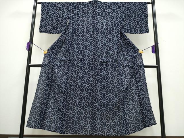 平和屋着物∴夏物　浴衣　有松鳴海絞り　麻の葉文様　綿　逸品　CAAY4553ng