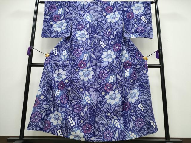 平和屋着物∴夏物　浴衣　有松鳴海絞り　草花尽くし　綿　逸品　CAAY4568ng