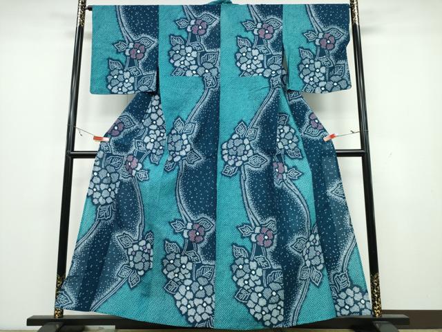 平和屋着物∴夏物　浴衣　有松鳴海絞り　紫陽花　綿　逸品　CAAY4573ng