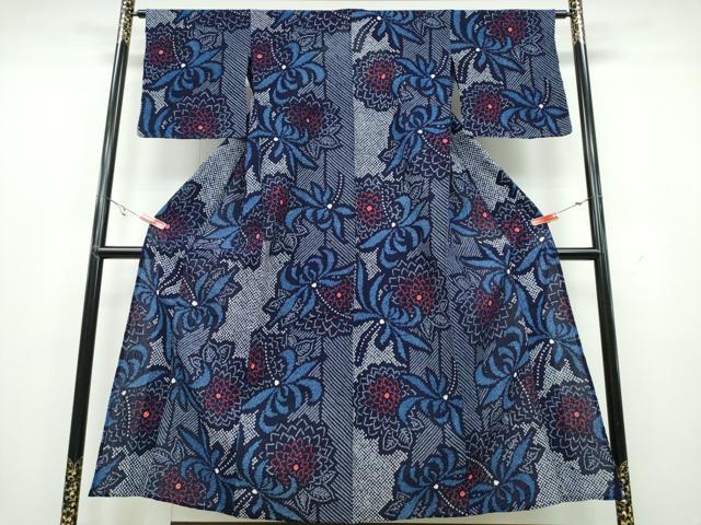 平和屋着物∴夏物　浴衣　有松鳴海絞り　菊文　綿　逸品　CAAY4581ng