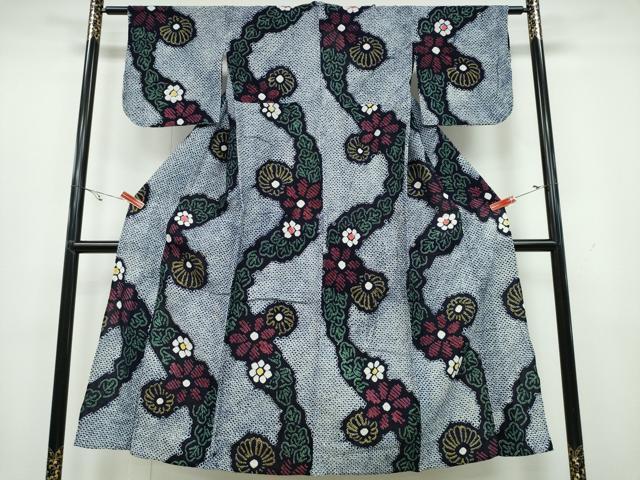 平和屋着物∴夏物　浴衣　有松鳴海絞り　舞菊文　綿　逸品　CAAY4584ng