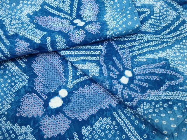 平和屋着物∴夏物　浴衣　有松鳴海絞り　流水舞蝶文　綿　逸品　CAAY4593ng