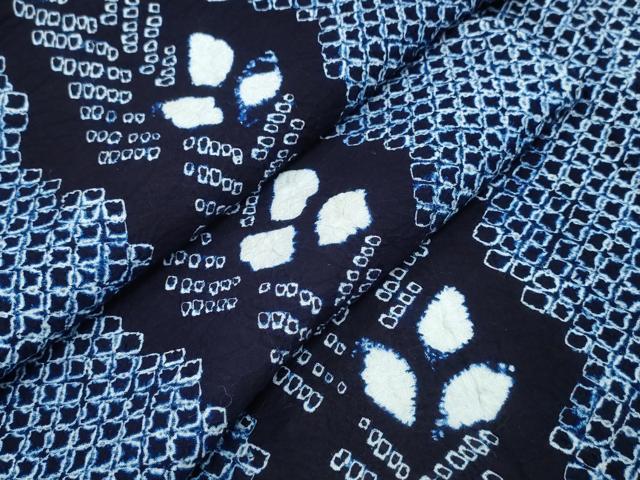 平和屋着物∴夏物　浴衣　有松鳴海絞り　枝葉文　綿　逸品　CAAY4594ng