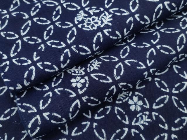 平和屋着物∴夏物　浴衣　縦綿絽　型染め　七宝花文　綿　逸品　CAAY4608ng