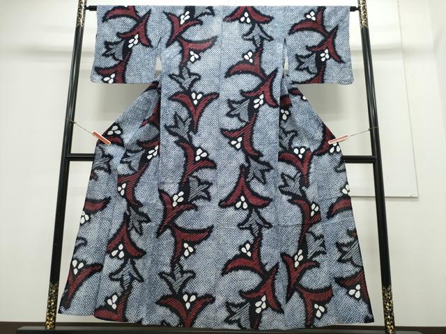 平和屋着物∴夏物　浴衣　有松鳴海絞り　草花文　綿　逸品　CAAY4616ng