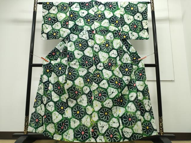 平和屋着物∴夏物　浴衣　有松鳴海絞り　ねじ菊文　綿　逸品　CAAY4617ng