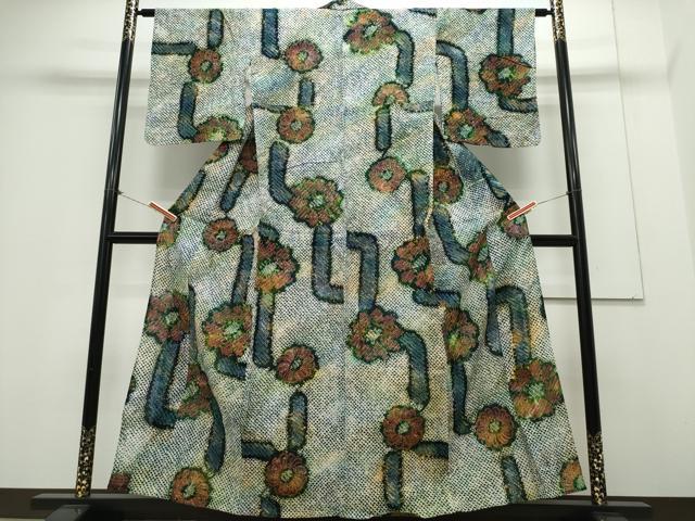 平和屋着物∴夏物　浴衣　有松鳴海絞り　舞花文　綿　逸品　CAAY4622ng