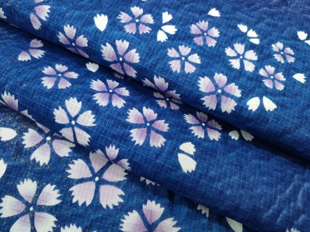 平和屋着物∴夏物　浴衣　綿紅梅　舞桜　金彩　綿　逸品　CAAY4627ng