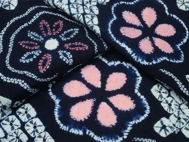 平和屋着物∴夏物　浴衣　有松鳴海絞り　舞花文　綿　逸品　CAAY4675ng