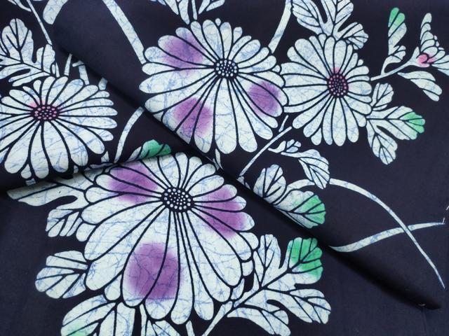 平和屋着物∴夏物　浴衣　芝草菊文　綿　逸品　CAAY4688ng