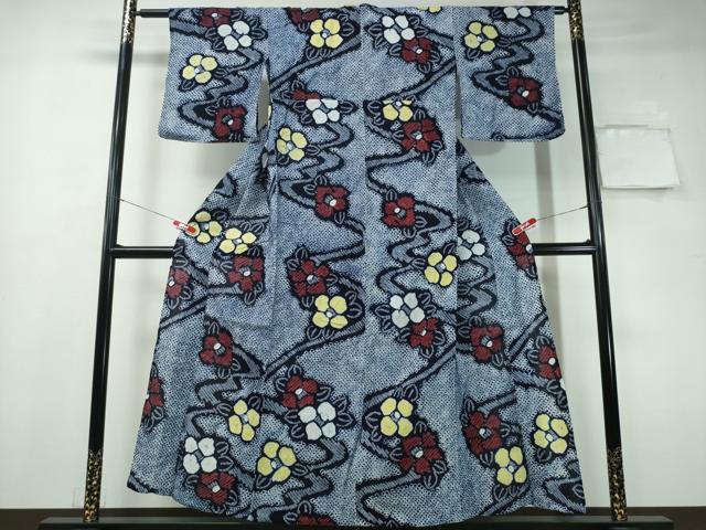 平和屋着物∴夏物　浴衣　有松鳴海絞り　流水椿　綿　逸品　CAAY4699ng