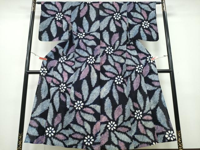 平和屋着物∴夏物　浴衣　有松鳴海絞り　舞花文　綿　逸品　CAAY4705ng