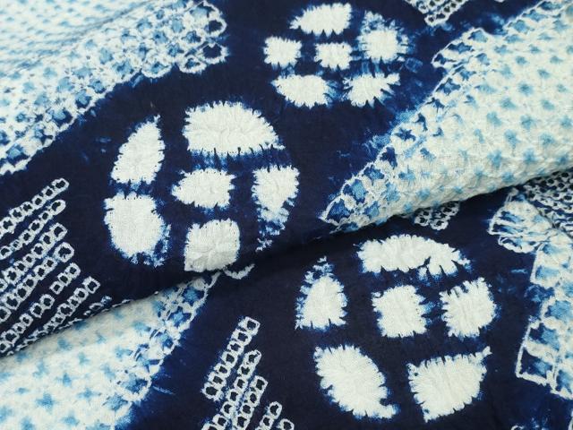 平和屋着物∴夏物　浴衣　有松鳴海絞り　斜線舞花文　綿　逸品　CAAY4713ng