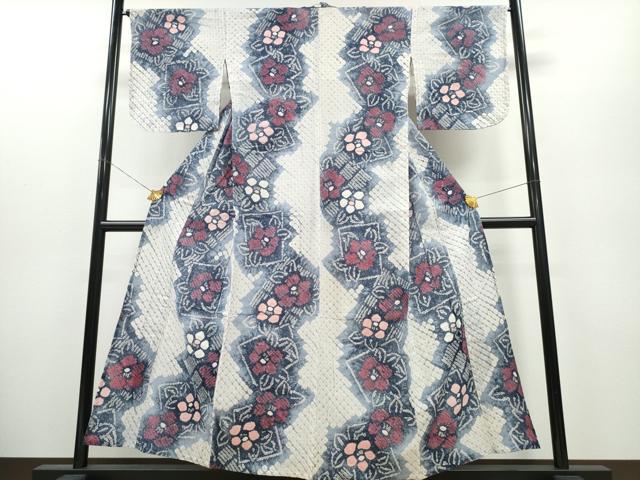 平和屋着物∴夏物　浴衣　有松鳴海絞り　色紙椿　綿　逸品　CAAY4778ng