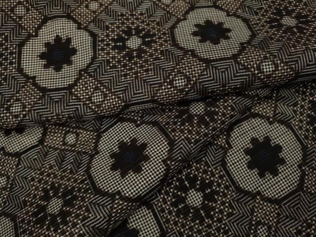 平和屋着物●本場大島紬　龍郷絣　菱繋ぎ花文　正絹　逸品　CAAY4810ut