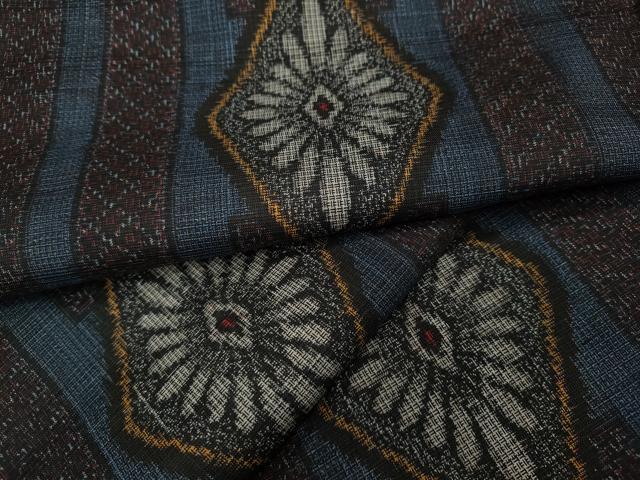 平和屋着物●本場大島紬　菱花文　割込み絣　正絹　逸品　未使用　CAAY4815ut