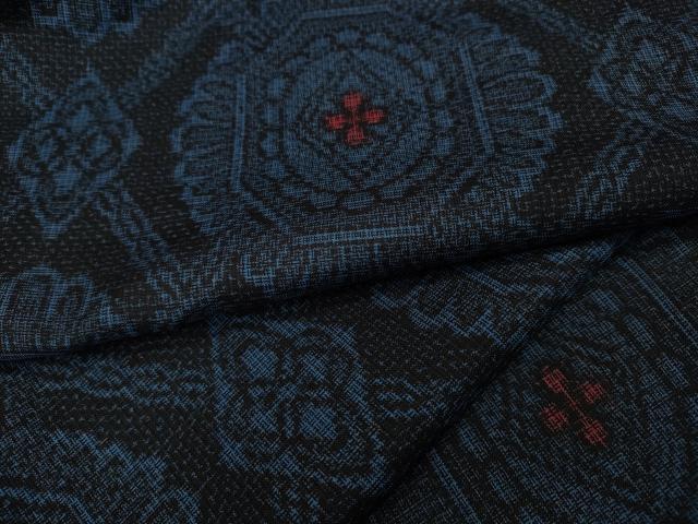 平和屋着物●本場大島紬　割込絣　菱吉祥花文　正絹　逸品　未使用　CAAY4817ut