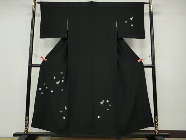 平和屋着物●訪問着　刺繍　瓢箪花文　黒地　金糸　さが美扱い　正絹　逸品　CAAY4823ut