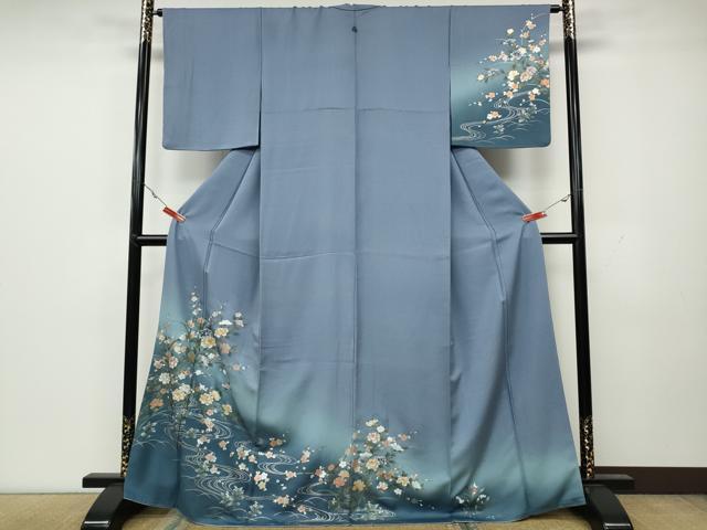 平和屋着物●訪問着　流水草花文　暈し染め　金銀彩　正絹　逸品　CAAY4824ut