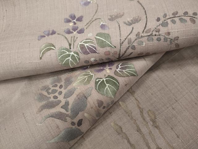 平和屋着物●上質な小紋　生紬　草花文　伊勢丹扱い　正絹　逸品　CAAY4850ut