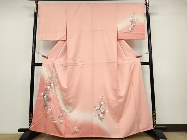 平和屋着物●訪問着　飛鶴短冊草花文　暈し染め　金彩　大丸扱い　正絹　逸品　CAAY4860ut