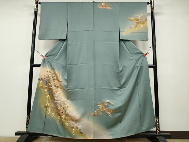 平和屋着物●訪問着　五重塔　道長御所車花文　暈し染め　金彩　鈴乃屋扱い　正絹　逸品　CAAY4870ut